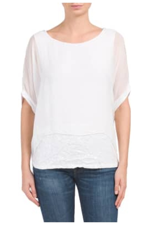White Silk Sequin Layer Top – Oceans Allure