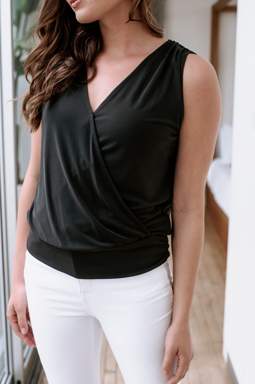 Black Cupro Surplice Tank – Oceans Allure