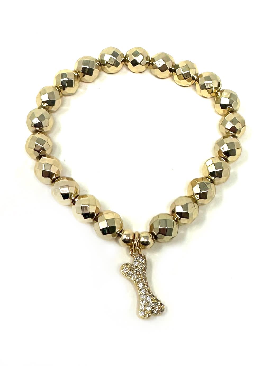 Gold Coated Hematite & CZ Bone Bracelet – Oceans Allure