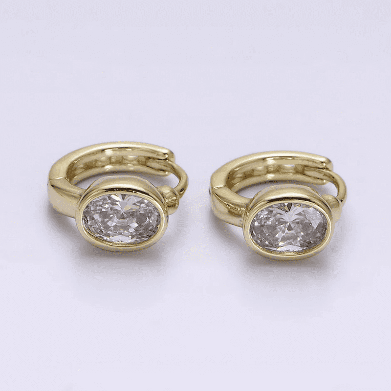 14K GFB Oval CZ 12mm Huggies – Oceans Allure