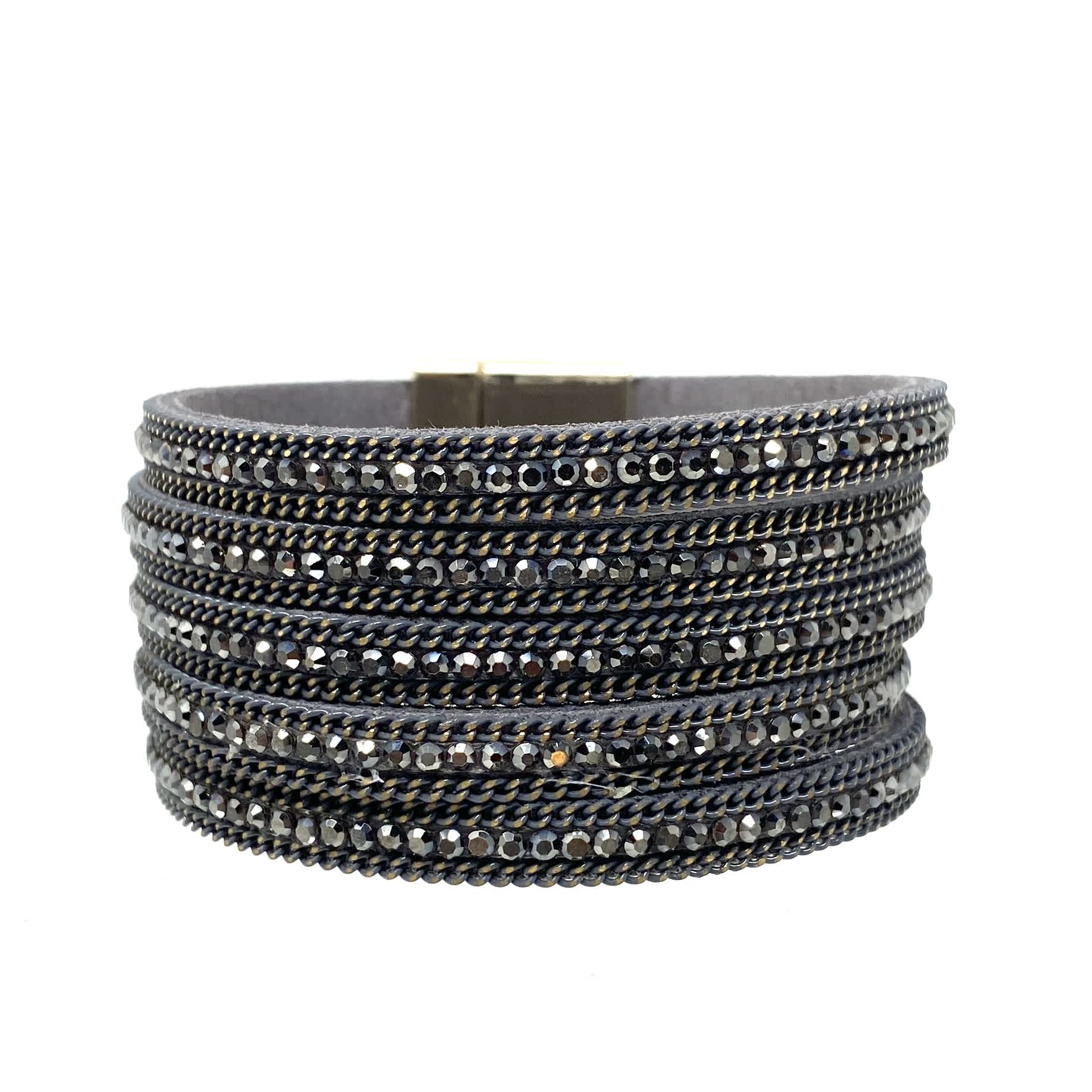 Wide Crystal Bracelet Black – Oceans Allure