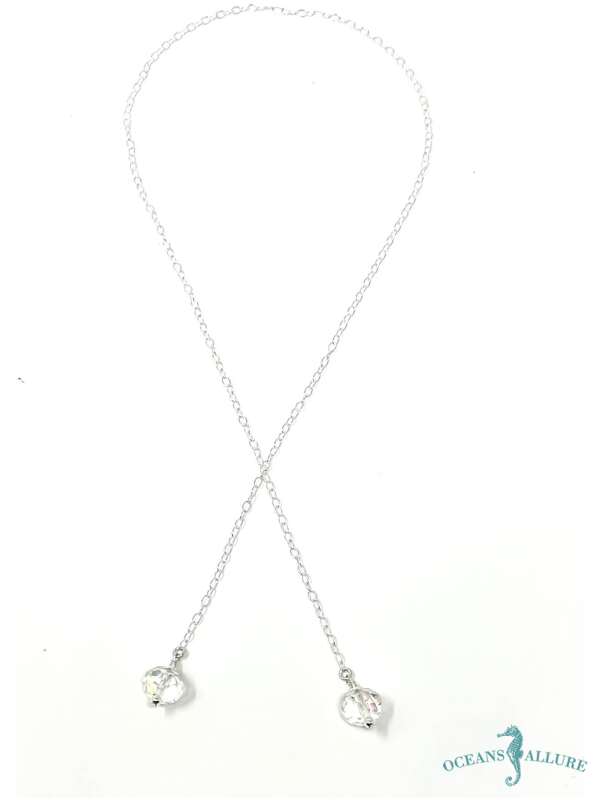 Drum Crystal Silver Chain Lariat – Oceans Allure