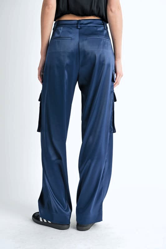 Midnight Satin Cargo Pants – Oceans Allure