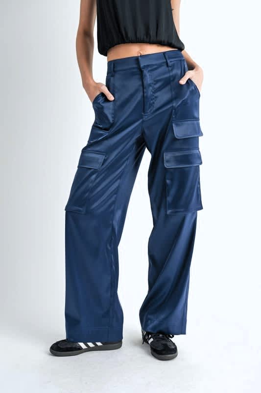 Midnight Satin Cargo Pants – Oceans Allure